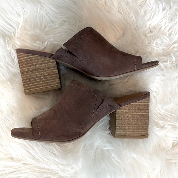Shoes | Open Toed Brown Block Heel | Poshmark